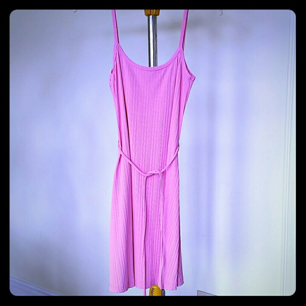Warehouse Pink Ribbed Pretty Dress. - Gem